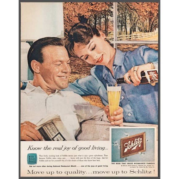 Schlitz | Art | 959 Schlitz Beer Vintage Print Ad Good Living Autumn ...